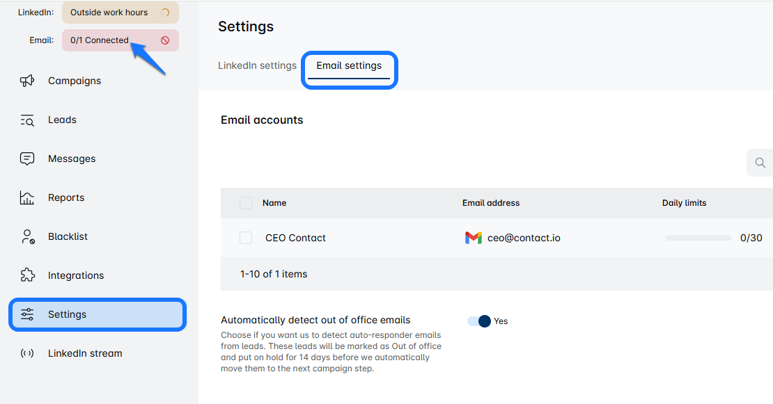 How to reconnect an email account – ExecuLink