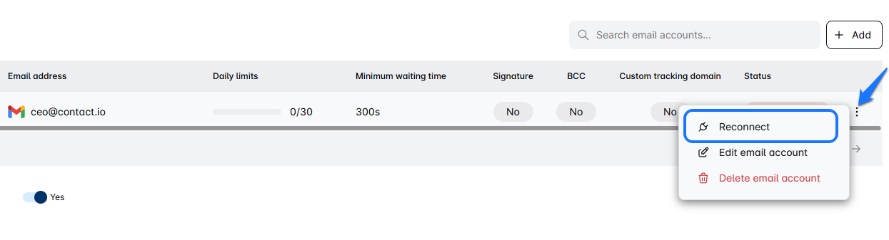 How to reconnect an email account – ExecuLink